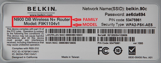 Belkin Official Support - What is my router's family name and model number?